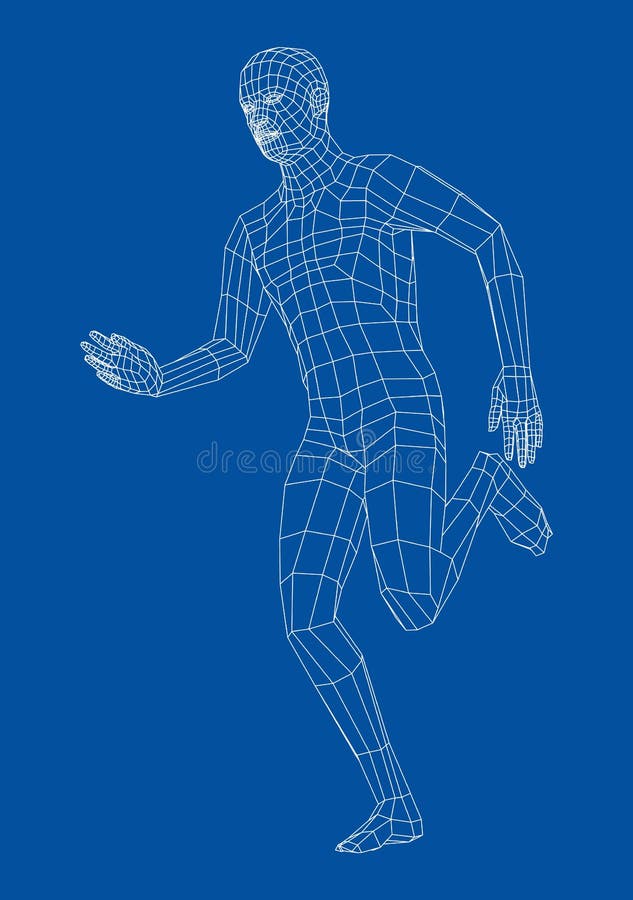 Wireframe Running Man. Vector Stock Vector - Illustration of sprinter ...
