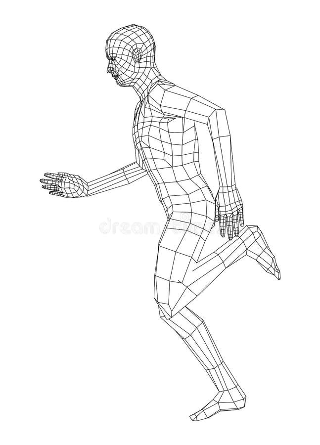 Wireframe Running Man. Vector Stock Vector - Illustration of concept ...