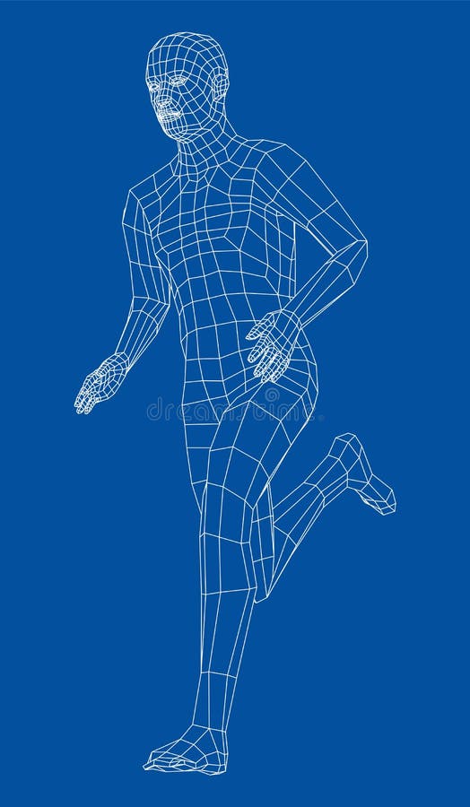 Wireframe Running Man. Vector Stock Vector - Illustration of sprint ...