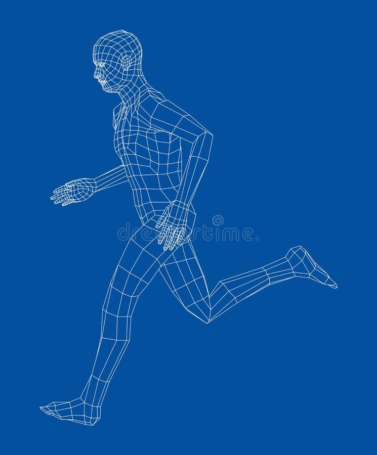Wireframe Running Man. Vector Stock Vector - Illustration of fitness ...