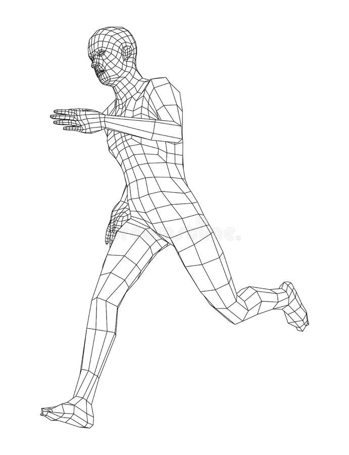 Wireframe Running Man. Vector Stock Vector - Illustration of sprint ...