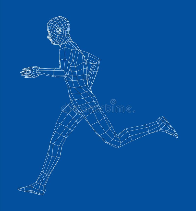 Wireframe Running Man. Vector Stock Vector - Illustration of technology ...