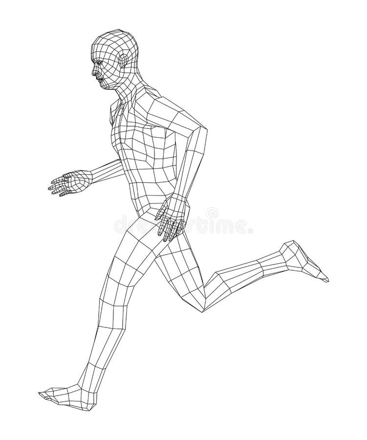 Wireframe Running Man. Vector Stock Vector - Illustration of people ...