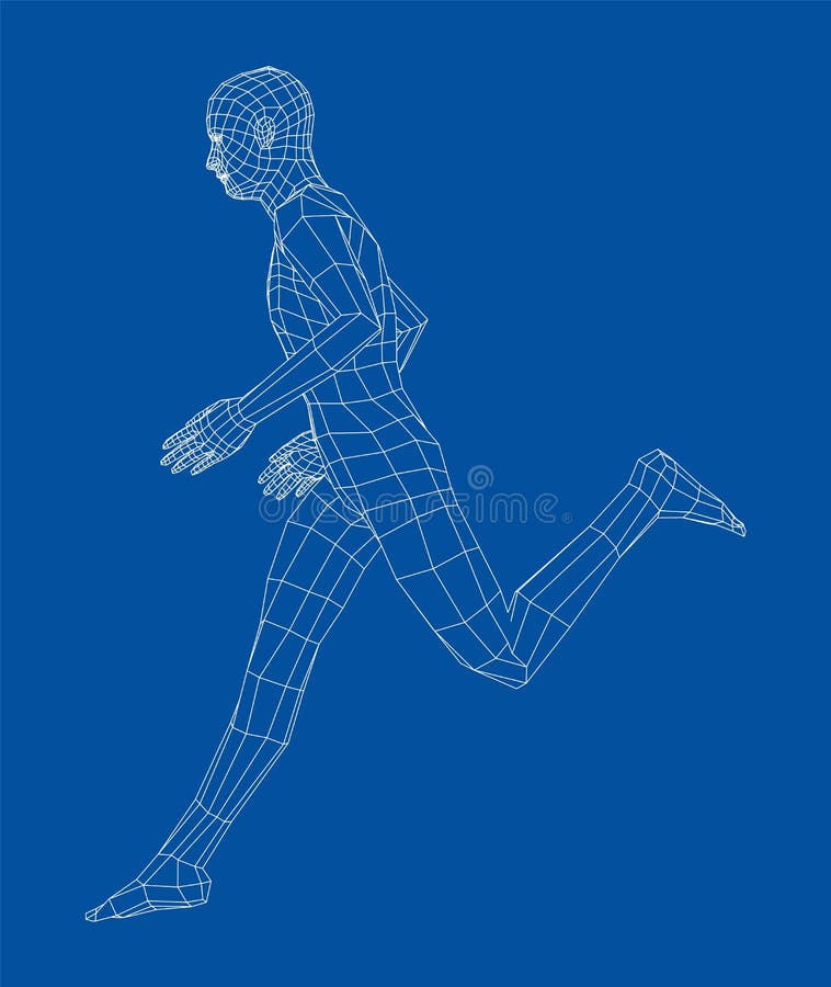 Wireframe Running Man. Vector Stock Vector - Illustration of concept ...