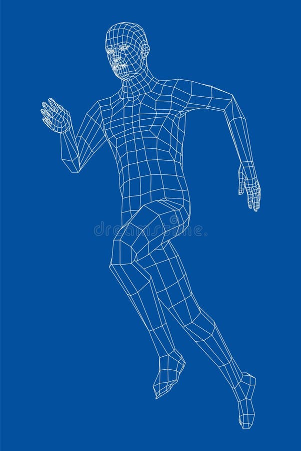 Wireframe Running Man. Vector Stock Vector - Illustration of design ...