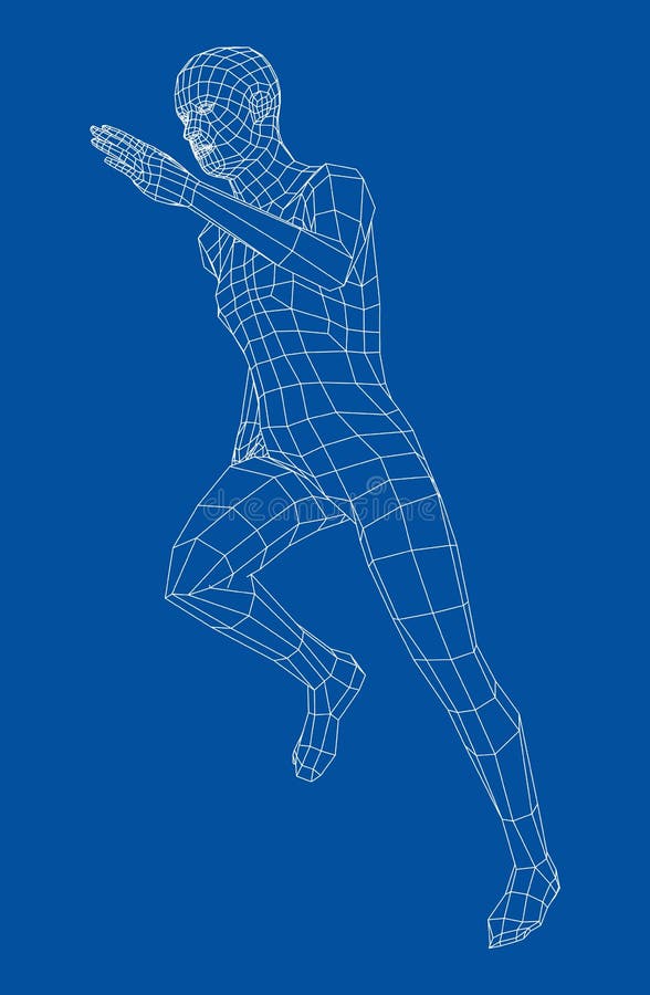 Wireframe Running Man. Vector Stock Vector - Illustration of vector ...