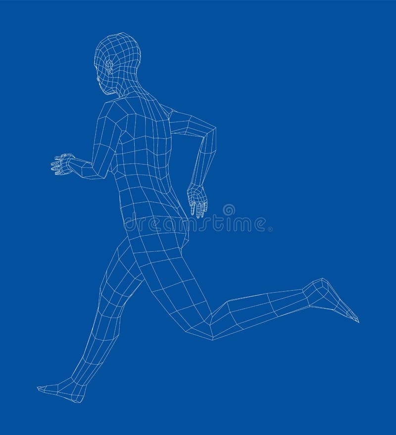 Wireframe Running Woman. Vector Stock Vector - Illustration of athlete ...