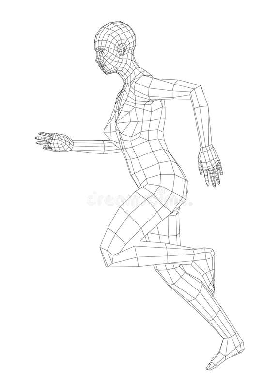 Wireframe Running Woman. Vector Stock Vector - Illustration of ...