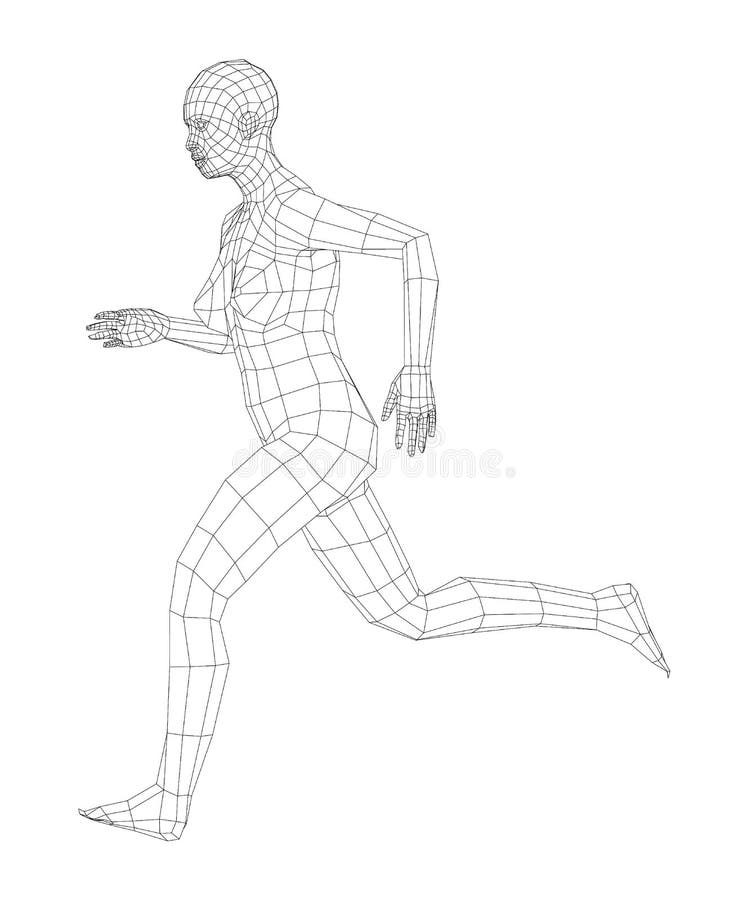 Wireframe Running Woman. Vector Stock Vector - Illustration of human ...