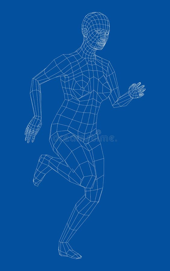 Wireframe Running Woman. Vector Stock Vector - Illustration of champion ...