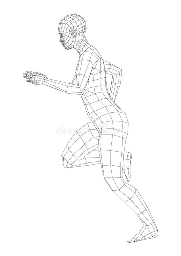 Wireframe Running Woman. Vector Stock Vector - Illustration of human ...