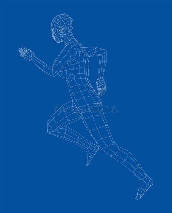 Wireframe Running Woman. Vector Stock Vector - Illustration of ...