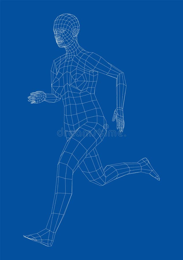 Wireframe Running Woman. Vector Stock Vector - Illustration of sprint ...