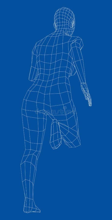 Wireframe Running Woman. Vector Stock Vector - Illustration of champion ...