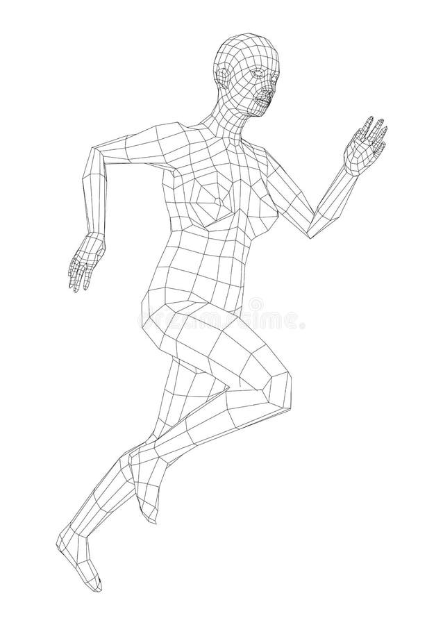 Wireframe Running Woman. Vector Stock Vector - Illustration of vector ...
