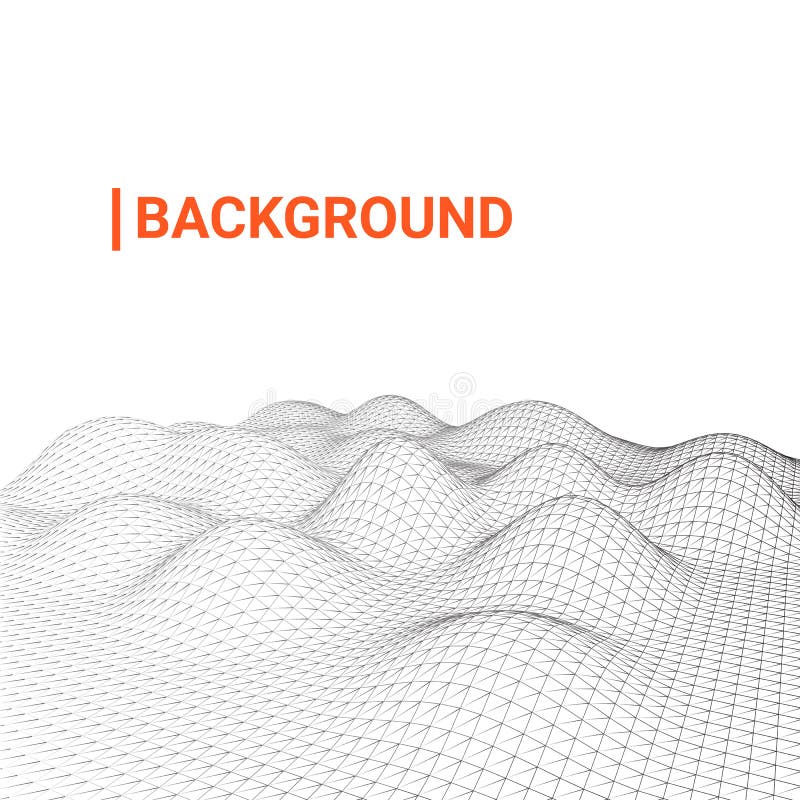 Wireframe of Sand Dunes in the Desert, Seabed Stock Illustration ...