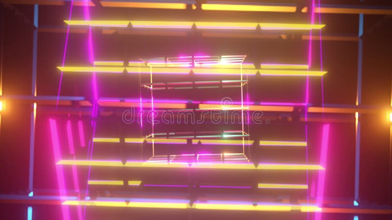 Wireframe sci fi cube stock illustration. Illustration of glowing ...