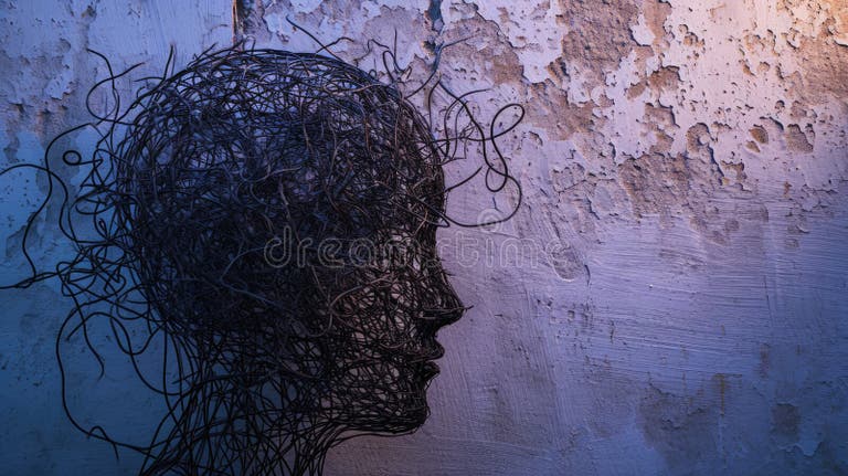 Wireframe Sculpture of a Human Head and Shoulders, Casting Complex ...