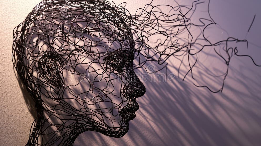 Wireframe Sculpture of a Human Head and Shoulders, Casting Complex ...