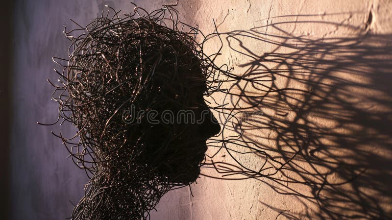 Wireframe Sculpture of a Human Head and Shoulders, Casting Complex ...