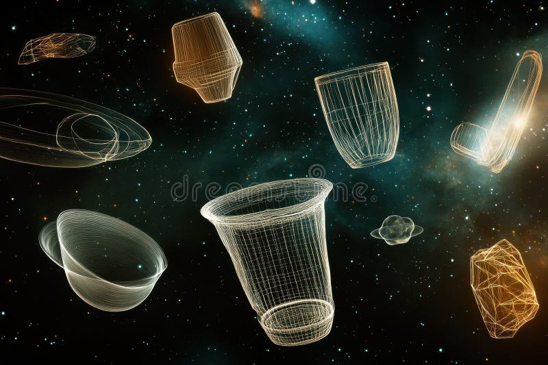 Exploration of Wireframe Objects Floating in a Cosmic Space Environment ...
