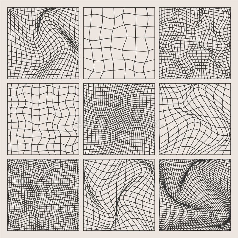 Wireframe Shapes, Lined Perspective Mesh, 3d Grid. Low Poly Geometric ...
