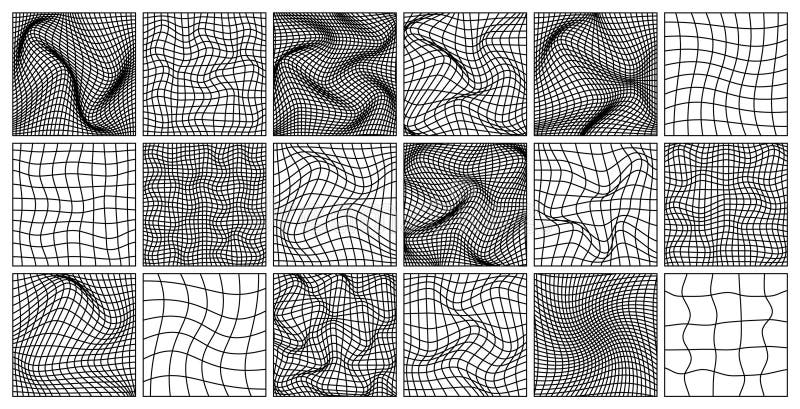 Wireframe Shapes, Lined Perspective Mesh, 3d Grid. Low Poly Geometric ...