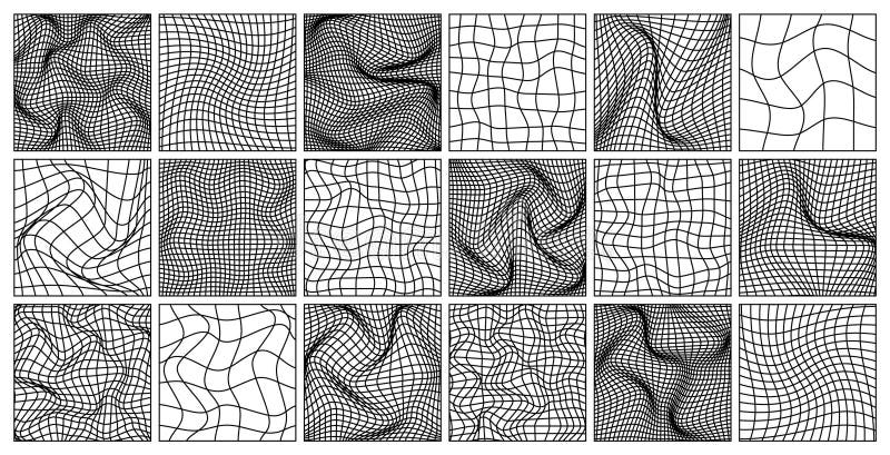 Wireframe Shapes, Lined Perspective Mesh, 3d Grid. Low Poly Geometric ...