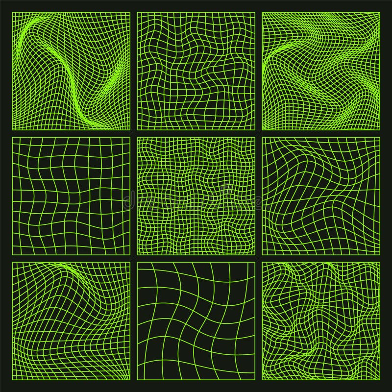 Wireframe Shapes, Lined Perspective Mesh, 3d Grid. Low Poly Geometric ...