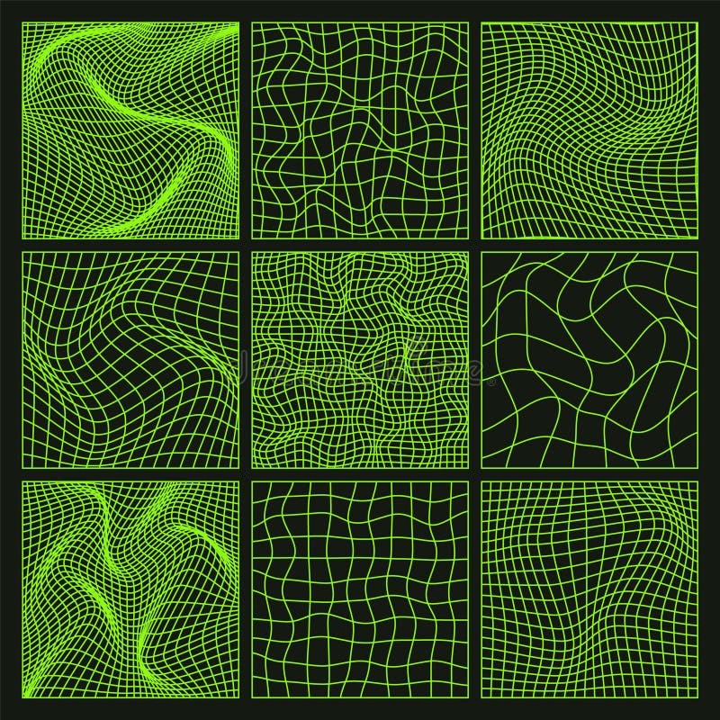 Wireframe Shapes, Lined Perspective Mesh, 3d Grid. Low Poly Geometric ...