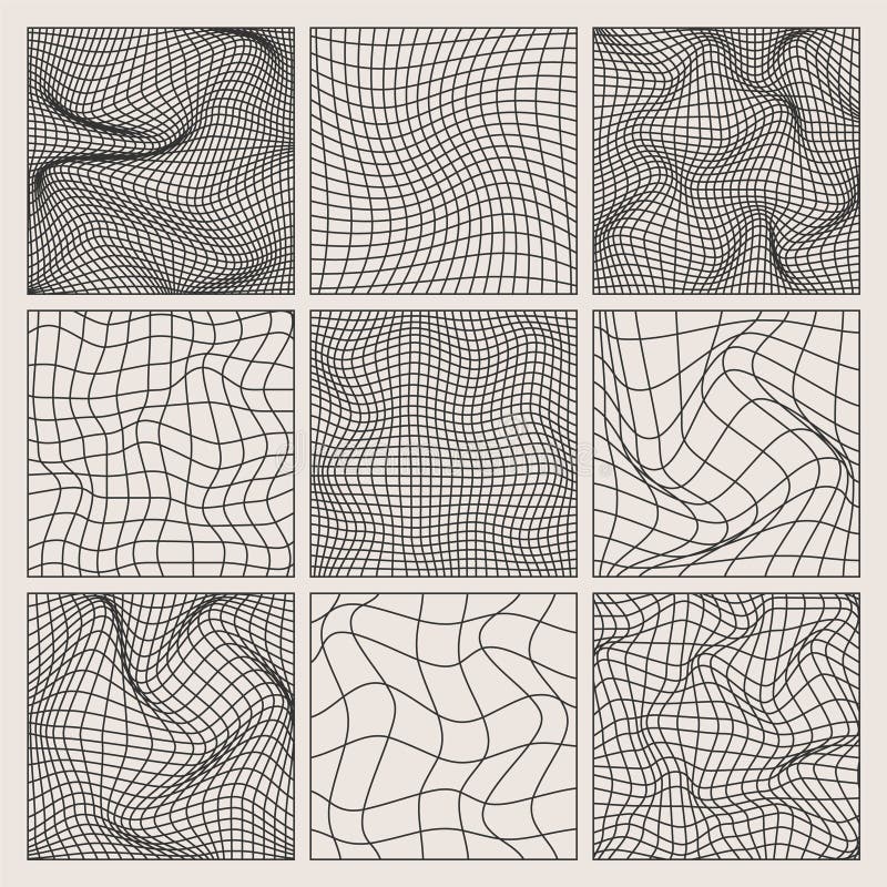 Wireframe Shapes, Lined Perspective Mesh, 3d Grid. Low Poly Geometric ...