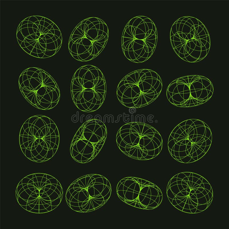 Wireframe Shapes, Lined Torus. Perspective Mesh, 3d Grid. Low Poly ...