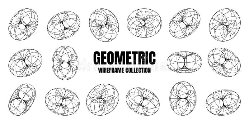 Wireframe Shapes and Torus Design Stock Photo - Image of retro, design ...