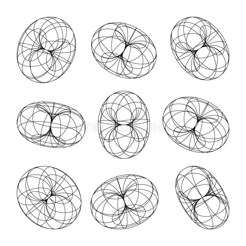 Wireframe Shapes, Lined Torus. Perspective Mesh, 3d Grid. Low Poly ...