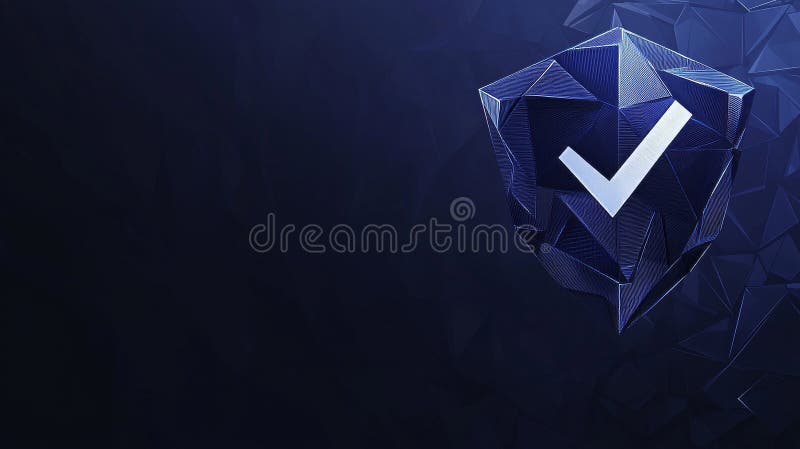 Wireframe Shield with Checkmark Concept for Secure Cybersecurity Stock ...