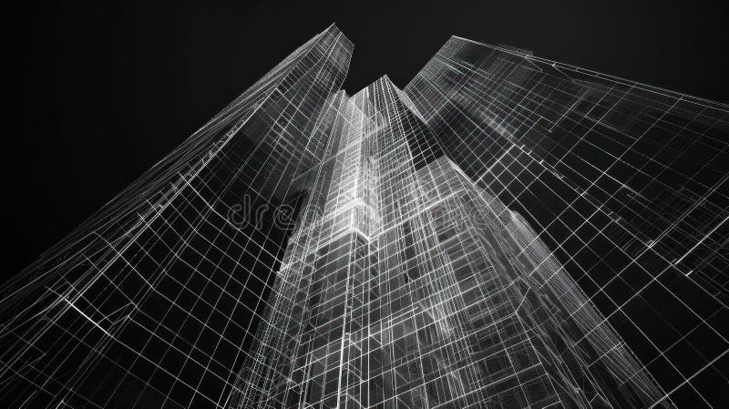Wireframe Skyscraper Architecture Stock Illustration - Illustration of ...