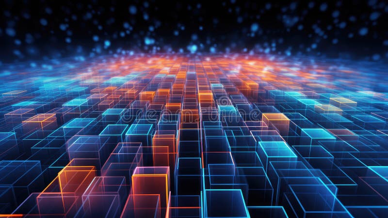 Wireframe Spatial Grid Matrix Stock Illustration - Illustration of ...