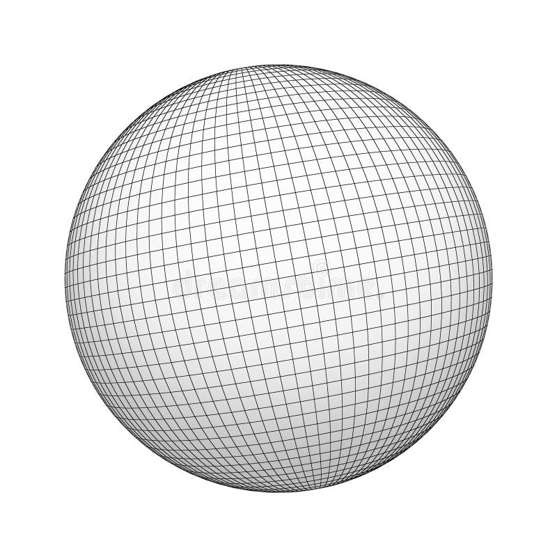 Wireframe Sphere or Ball, Geometric Shape with Grid Lines Isolated on ...