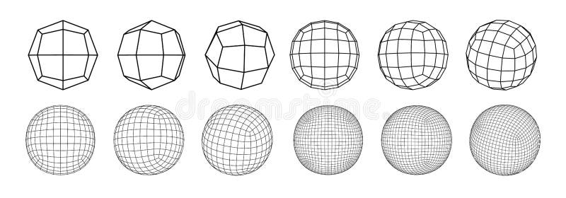 Wireframe Sphere with Different Structure of the Grid Frame. Abstract ...