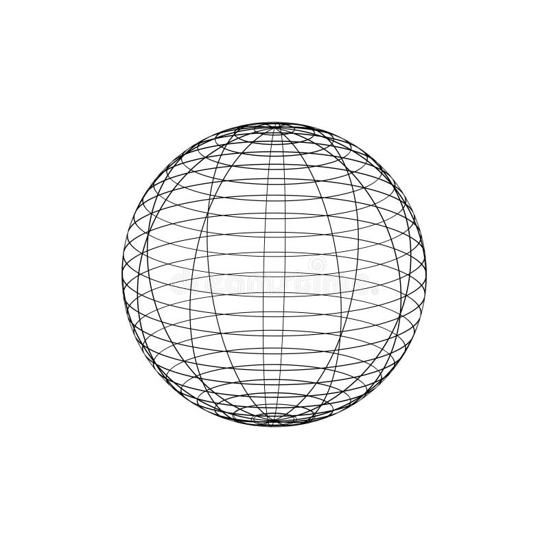 Wireframe Sphere. Globe Grid Frame Element. Geometric Round Net ...