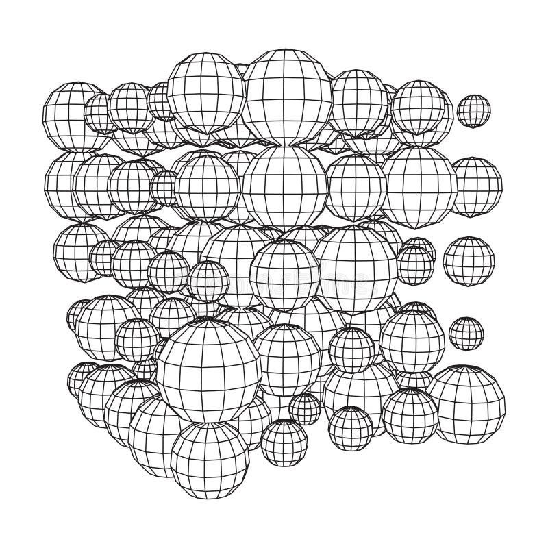Wireframe Sphere Mesh Cube. Stock Vector - Illustration of ...