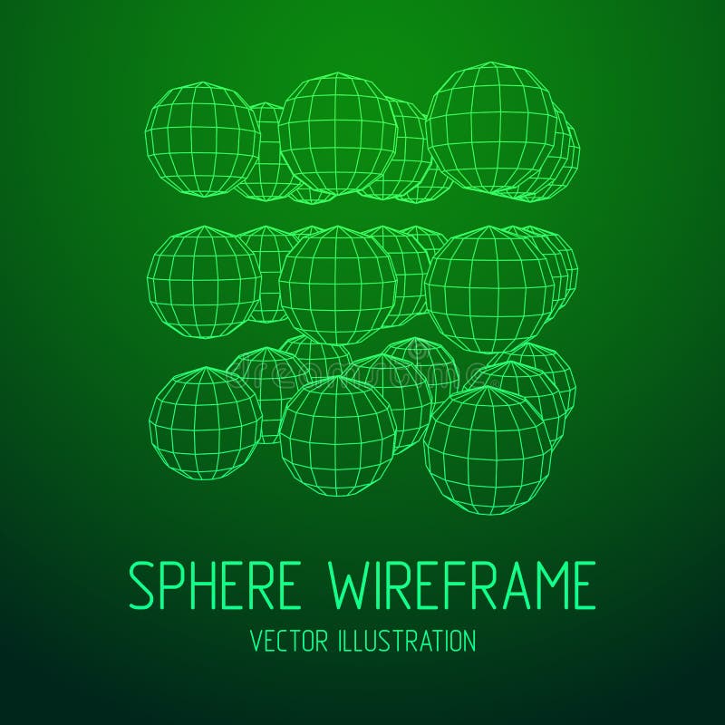 Wireframe Sphere Mesh Cube. Stock Vector - Illustration of circle ...