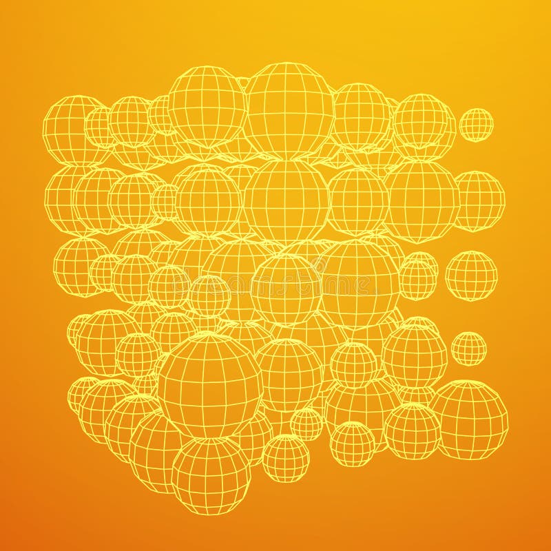 Wireframe Sphere Mesh Cube. Stock Vector - Illustration of geometric ...