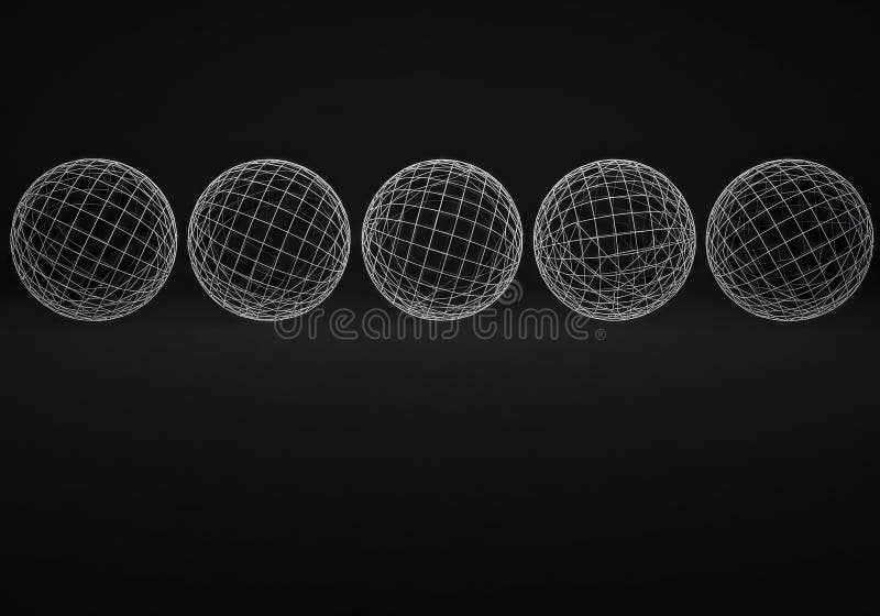 Wireframe Sphere Pattern Geometric Design on Dark Background Stock ...