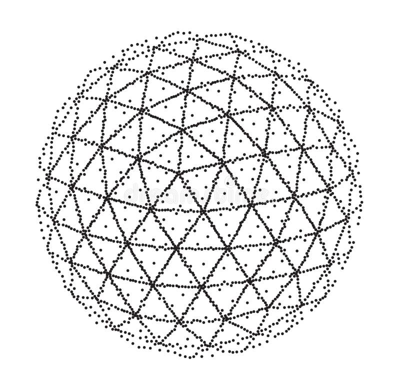 Wireframe Sphere Vector with Stipple Lines Stock Vector - Illustration ...