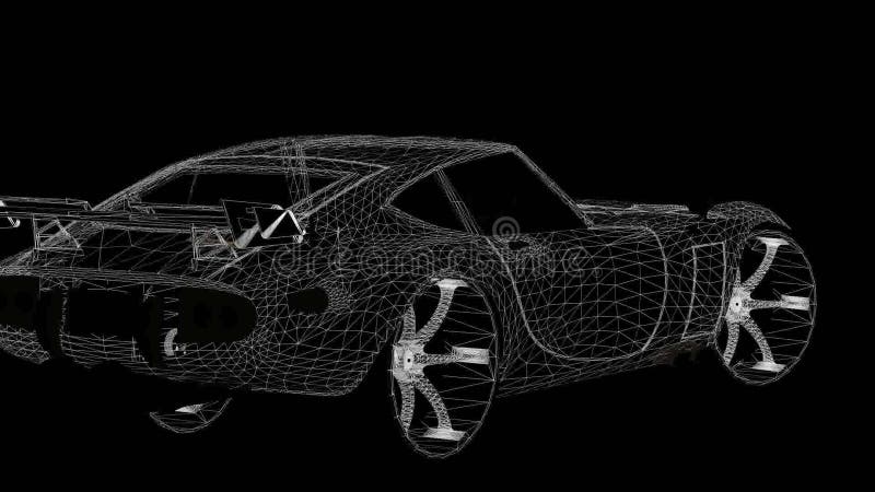 Wireframe Sports Car Animation Stock Video - Video of automobile, drive ...