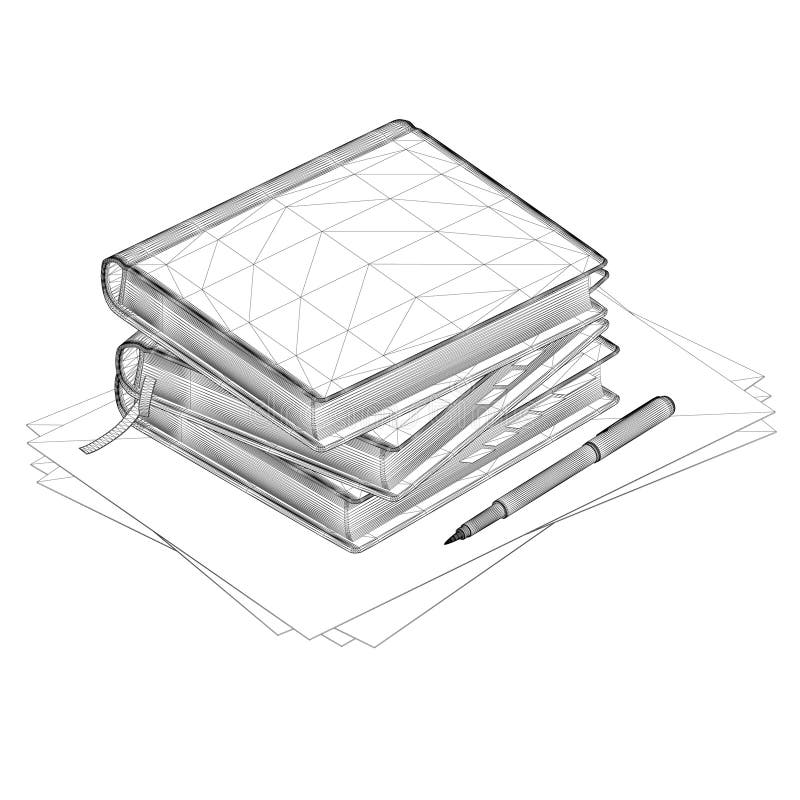 School Bus Wireframe from Black Lines Isolated on White Background ...