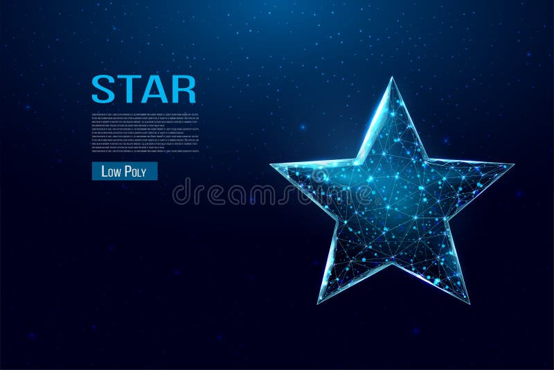Wireframe Star, Low Poly Style. Stock Vector - Illustration of ...