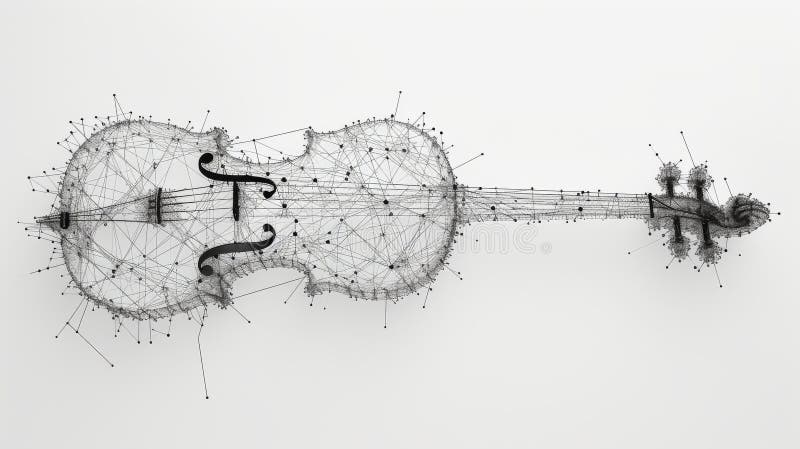 Wireframe-style Violin Representation with Intricate Details Stock ...