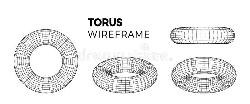 Wireframe Torus with Different Structure of the Grid Frame. Futuristic ...